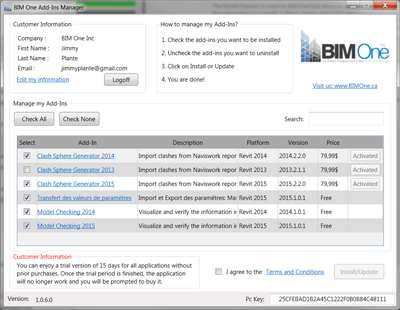 Revit Add-Ons: Free Bim One Add-in Manager for Revit
