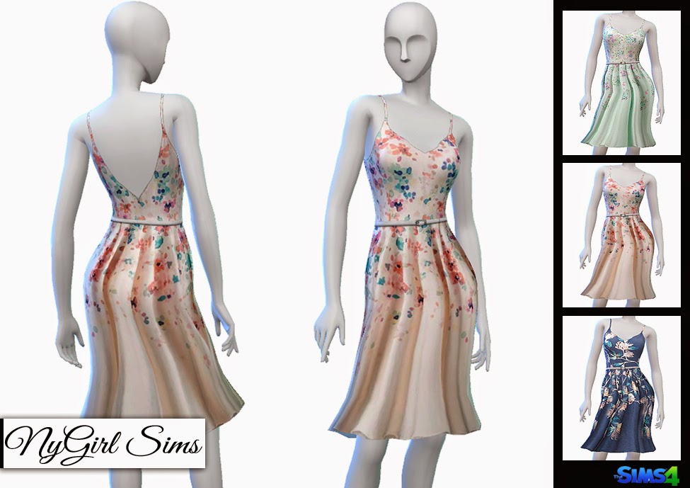 NyGirl Sims 4: LC Floral Fit and Flare Spring Dress