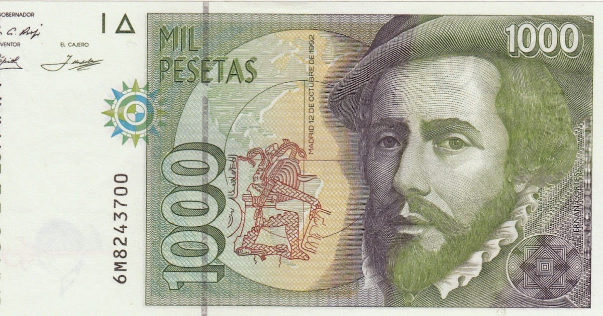 Spain 1000 Pesetas banknote 1992 Hernan Cortes - Francisco Pizarro ...