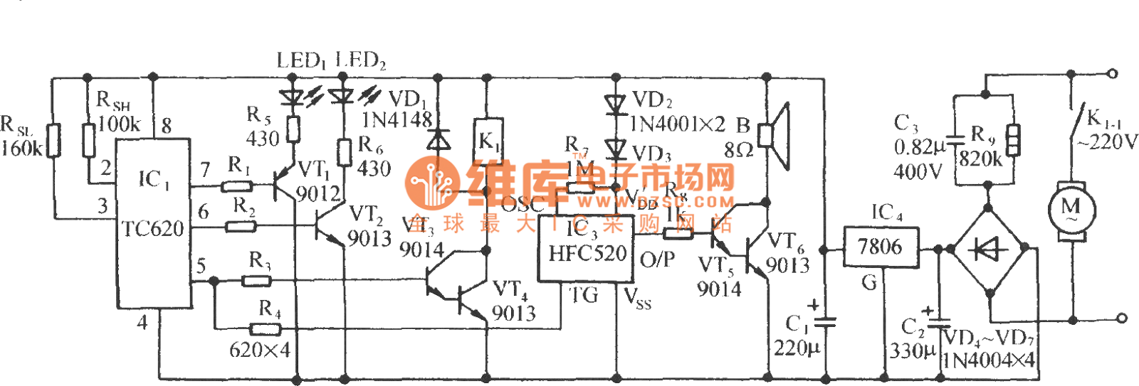 Computer Room Temperature Control Using TC620 Circuit Diagram