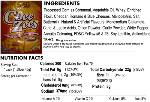 The Health-Nut Corner: Food Label Detective: Sunshine Snacks Chee Zees