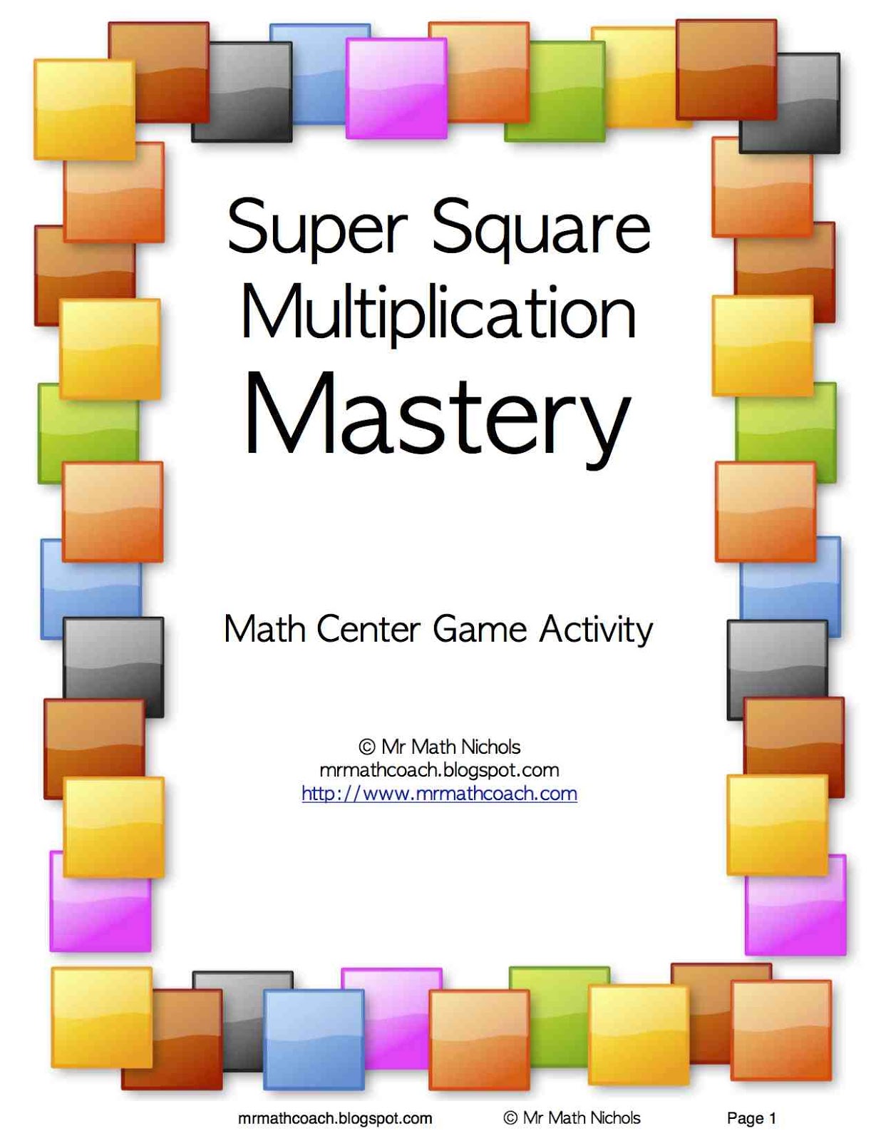 Super Square Multiplication Mastery!! Math CENTER ~ Blog of MrMathCoach.com