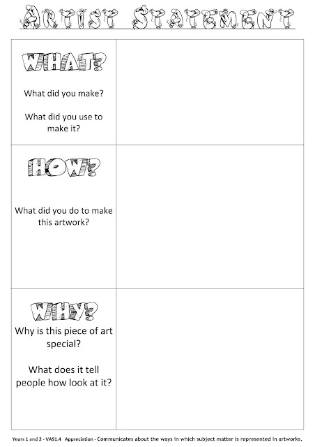 ANALYSING AN ARTWORK / MY ARTWORK - Stage 1, 2 and 3 - Worksheets