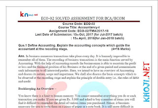 ECO-02 SOLVED ASSIGNMENT FOR IGNOU BCA AND BCOM 2017-18 SESSION | KHOJINET