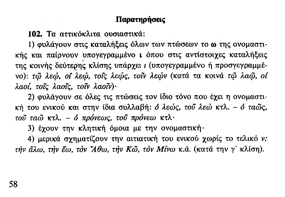 ΚΛΙΣΗ ΟΥΣΙΑΣΤΙΚΩΝ | ΓΡΑΜΜΑΤΙΚΗ ΤΗΣ ΑΡΧΑΙΑΣ ΕΛΛΗΝΙΚΗΣ