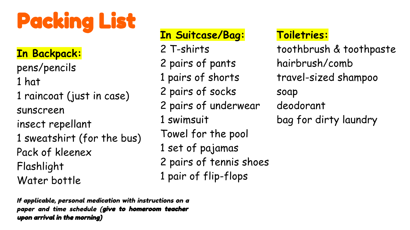 Class of 2026: Salesopolis Field Trip Packing List