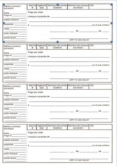 Professora Bel: Folhas de cheque para trabalhar escrita por extenso