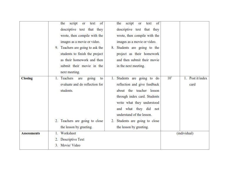Lesson Plan - Descriptive Text ~ Kata Mas Majid