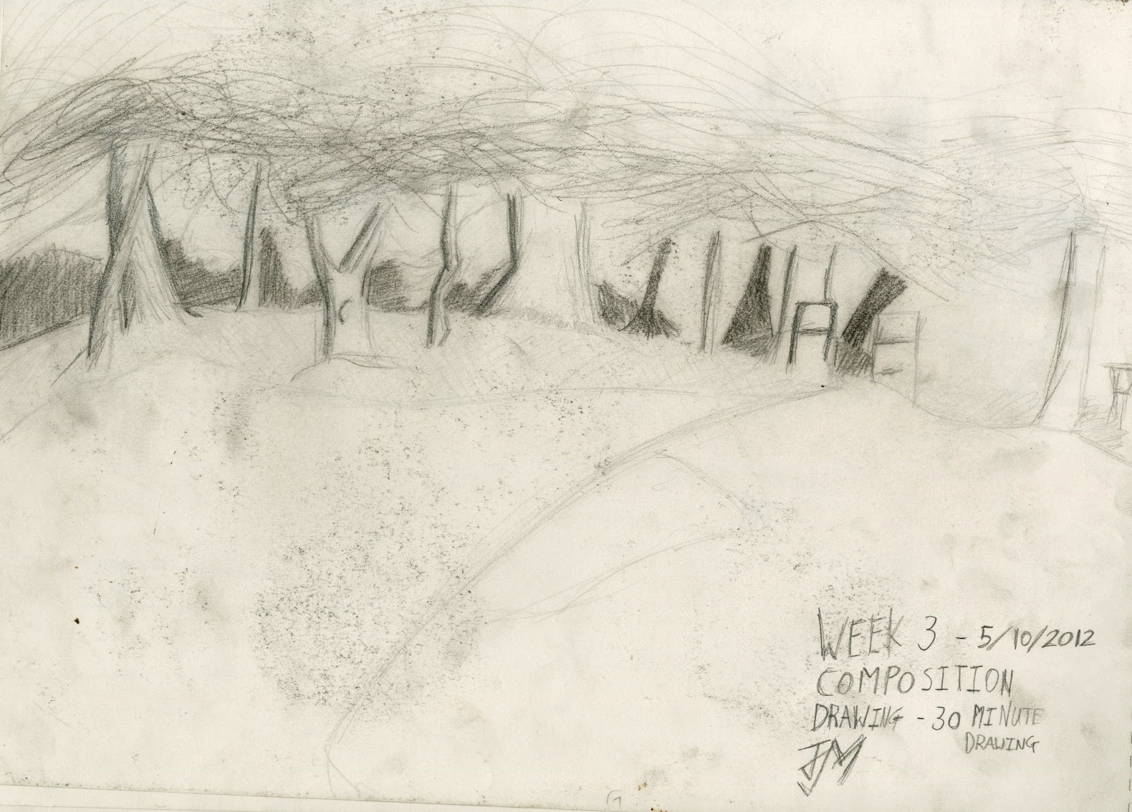 Justin Myles - Observational Art Portfolio: Week 3 - Composition Drawing