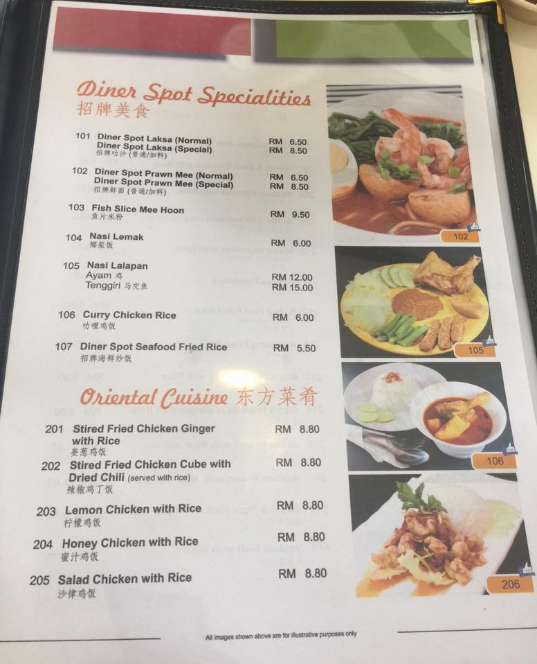 dinerSpot Cafe Restaurant in Miri Bintang area, tasty LAKSA, MENU ...