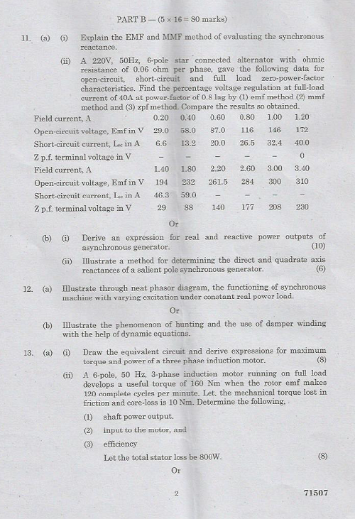 EE2302 Electrical Machines II April May 2015 Question Paper ...