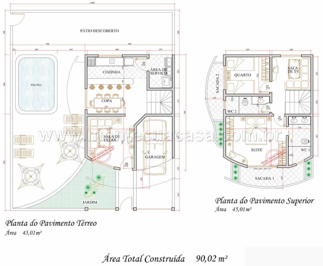 Projeto de uma casa com 90 metros quadrados