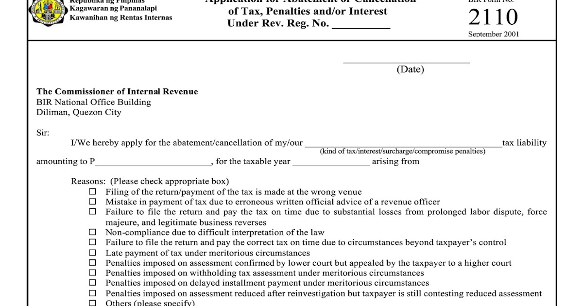 busapcom: BIR Form 2110 Download