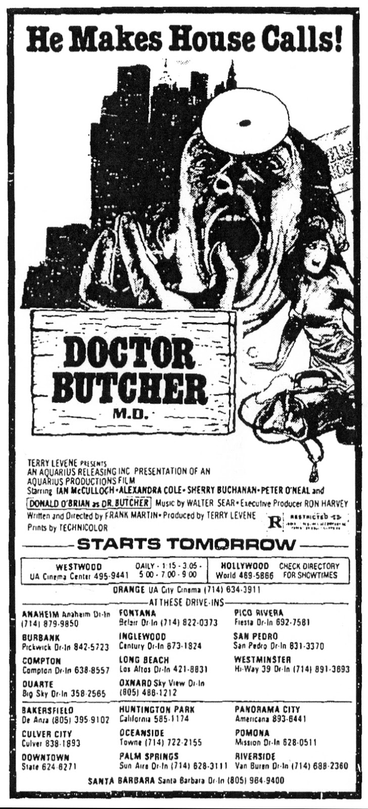 TEMPLE OF SCHLOCK: Movie Ad of the Week: DOCTOR BUTCHER, M.D. (1981)