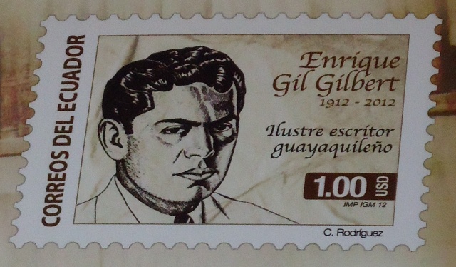 FILATELIA DEL ECUADOR: SELLO POSTAL DEL ESCRITOR ENRIQUE GIL GILBERT