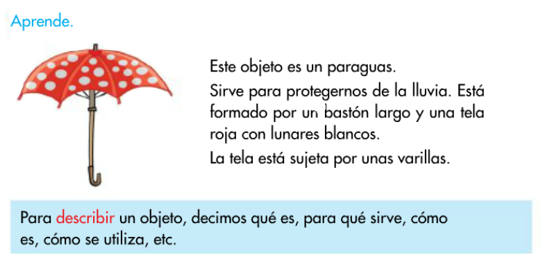 Tercero de Primaria: DESCRIBIR UN OBJETO