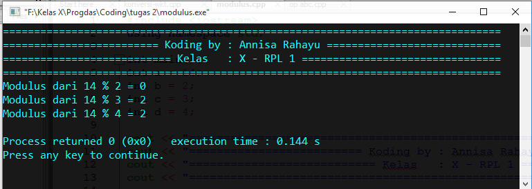 Coding operasi abc, modulus, konversi waktu