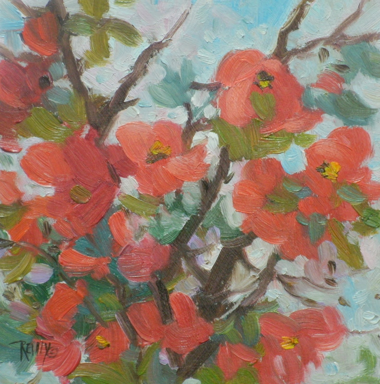 Landscape Artists International: Flowering Quince, original oil ...