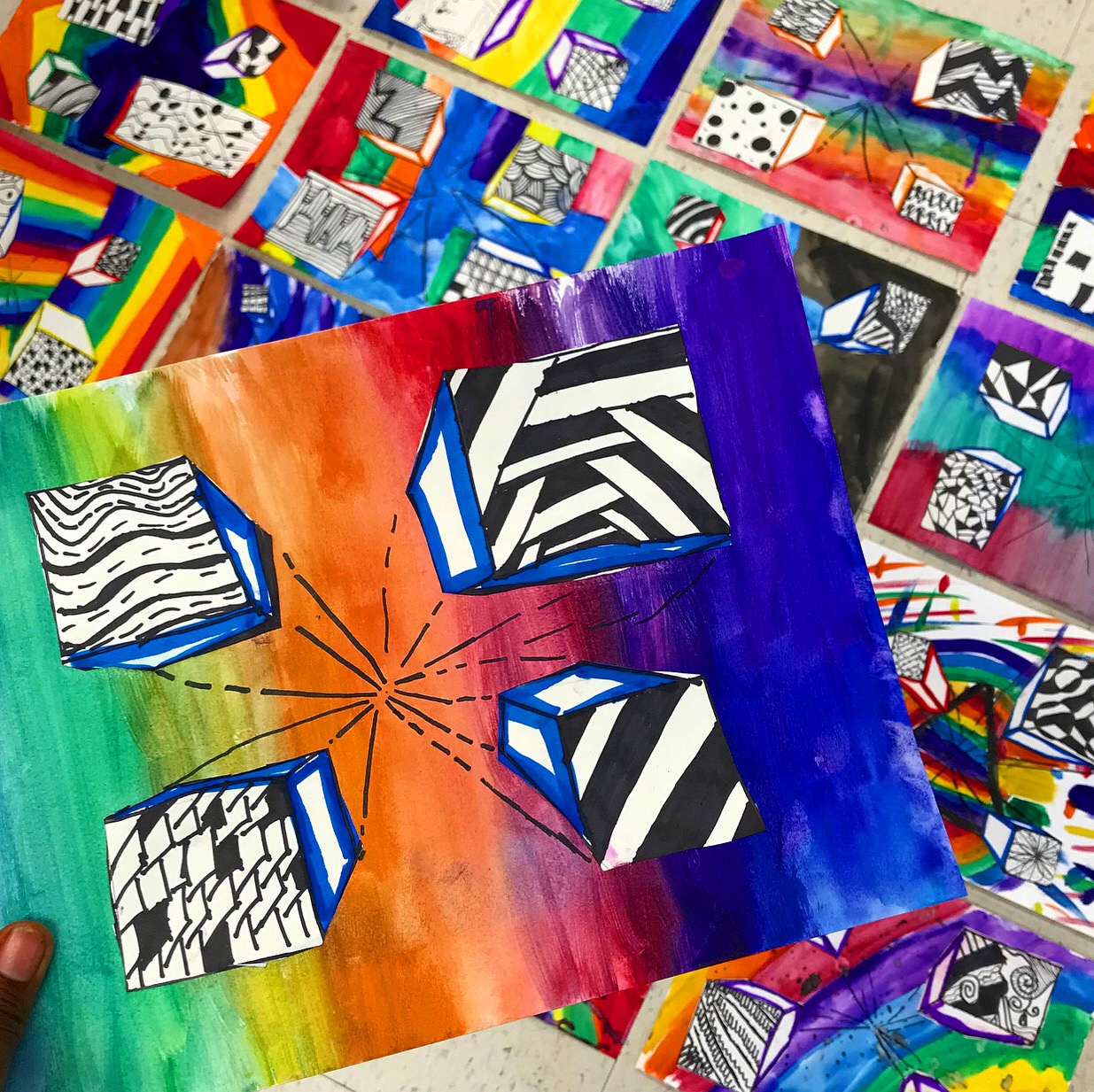 Exploding Boxes- 1pt Perspective Drawings