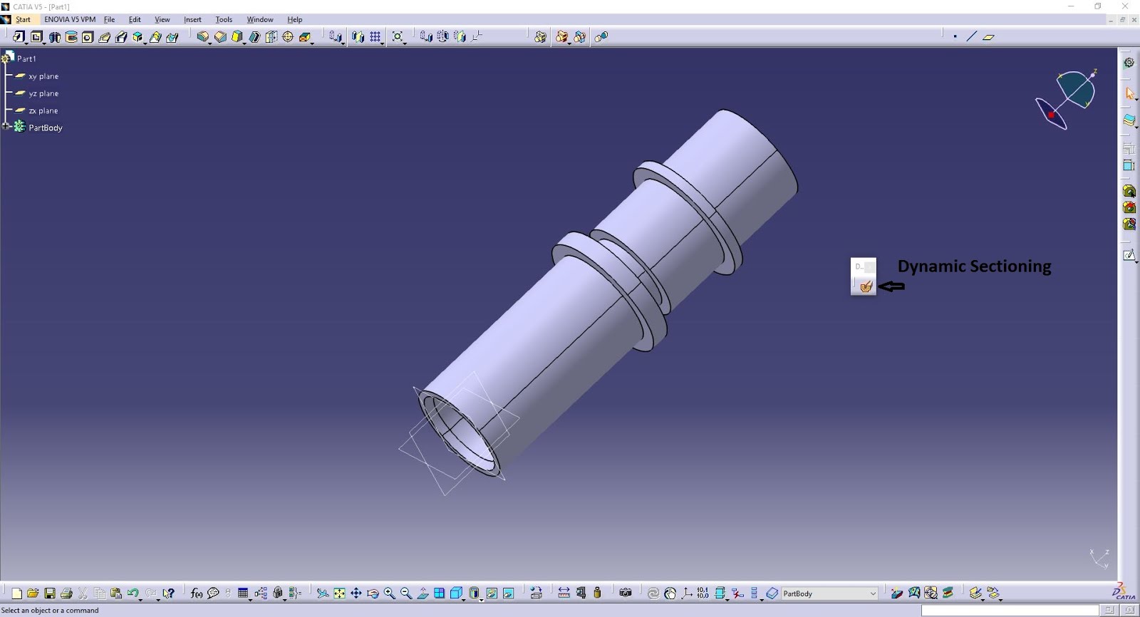 Design Tech Academy: Section view/Cut (Dynamic Sectioning) in CATIA