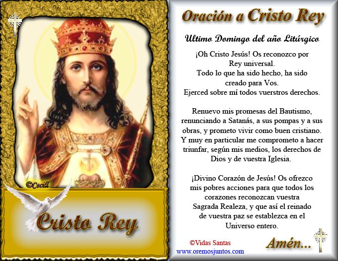 ® EUCARISTÍA, MILAGRO DE AMOR ®: ESTAMPAS CON ORACIONES A CRISTO REY