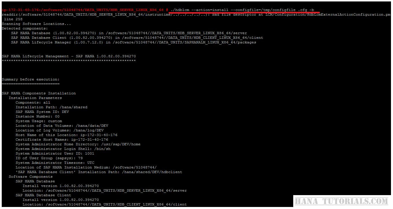 HANA Tutorials: Installing SAP HANA in batch mode