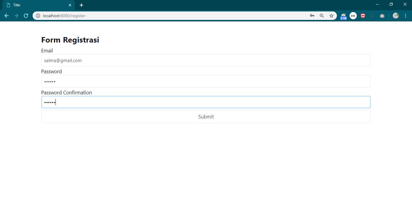 Tugas 5 PBKK - Membuat Form Registrasi Dengan Laravel
