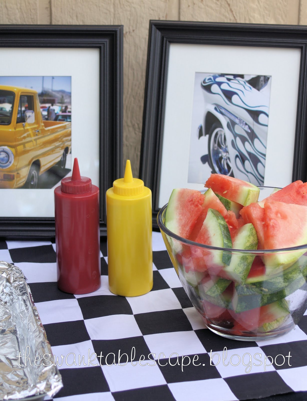 the swank tablescape.: retro car party.
