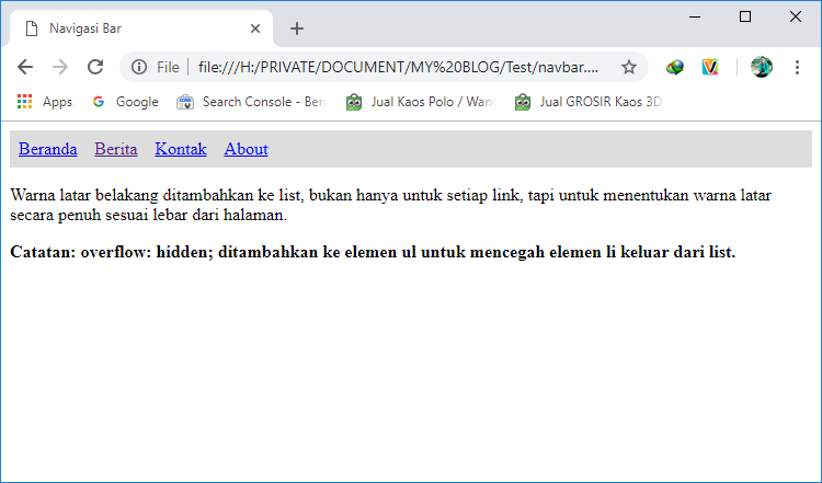 Belajar CSS Part 26 - Navigation Bar - king-octahasan