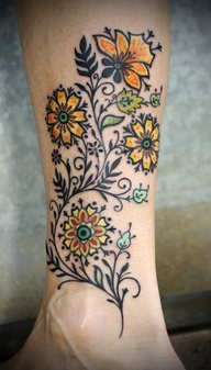 My Tattoos Hub: Small yellow flower tattoos on leg