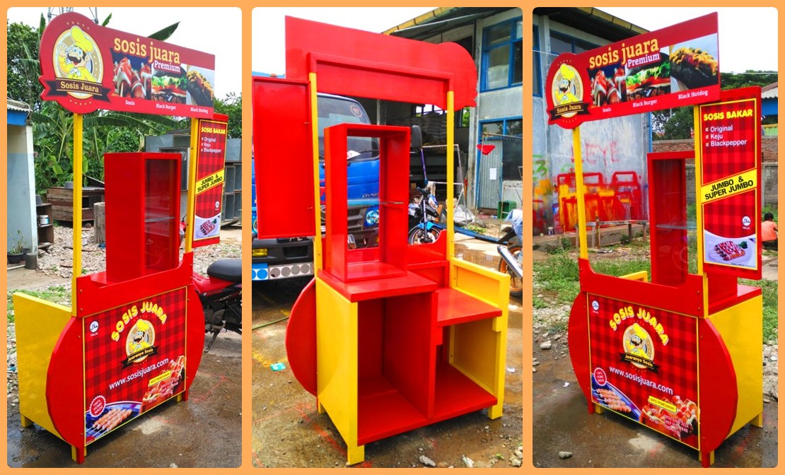 Gerobak Sosis Bongkar Pasang Rp 2.500.000 - Gerobak Waralaba Unik