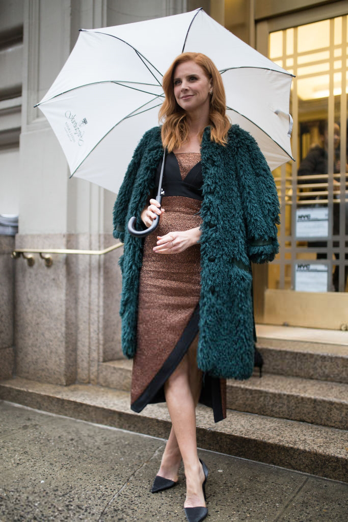 Sarah Rafferty arrives at the Christian Siriano fashion show during New ...