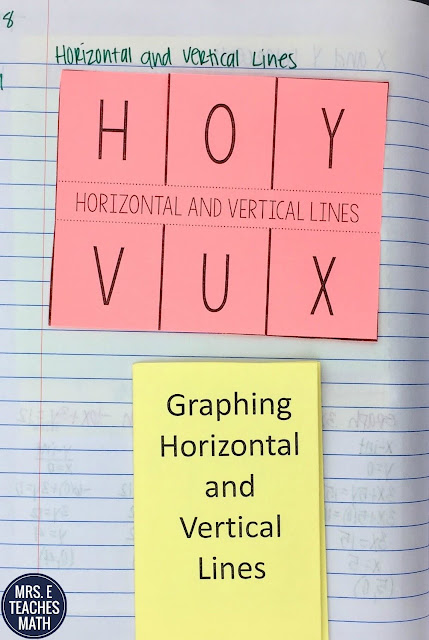 Graphing Horizontal and Vertical Lines INB Pages | Mrs. E Teaches Math