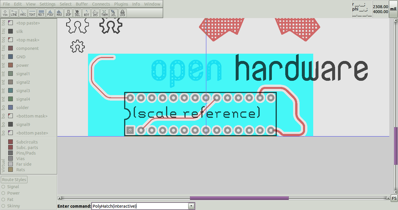 blog de VK5HSE: PolyHatch command for cross hatching polygons in pcb-rnd