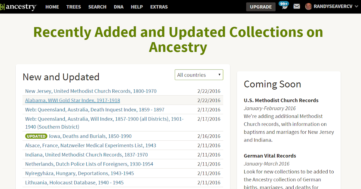 Genea-Musings: Added or Updated Databases at Ancestry.com - Week of 21 ...