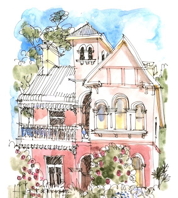 Urban Sketchers Australia: Pink House on George