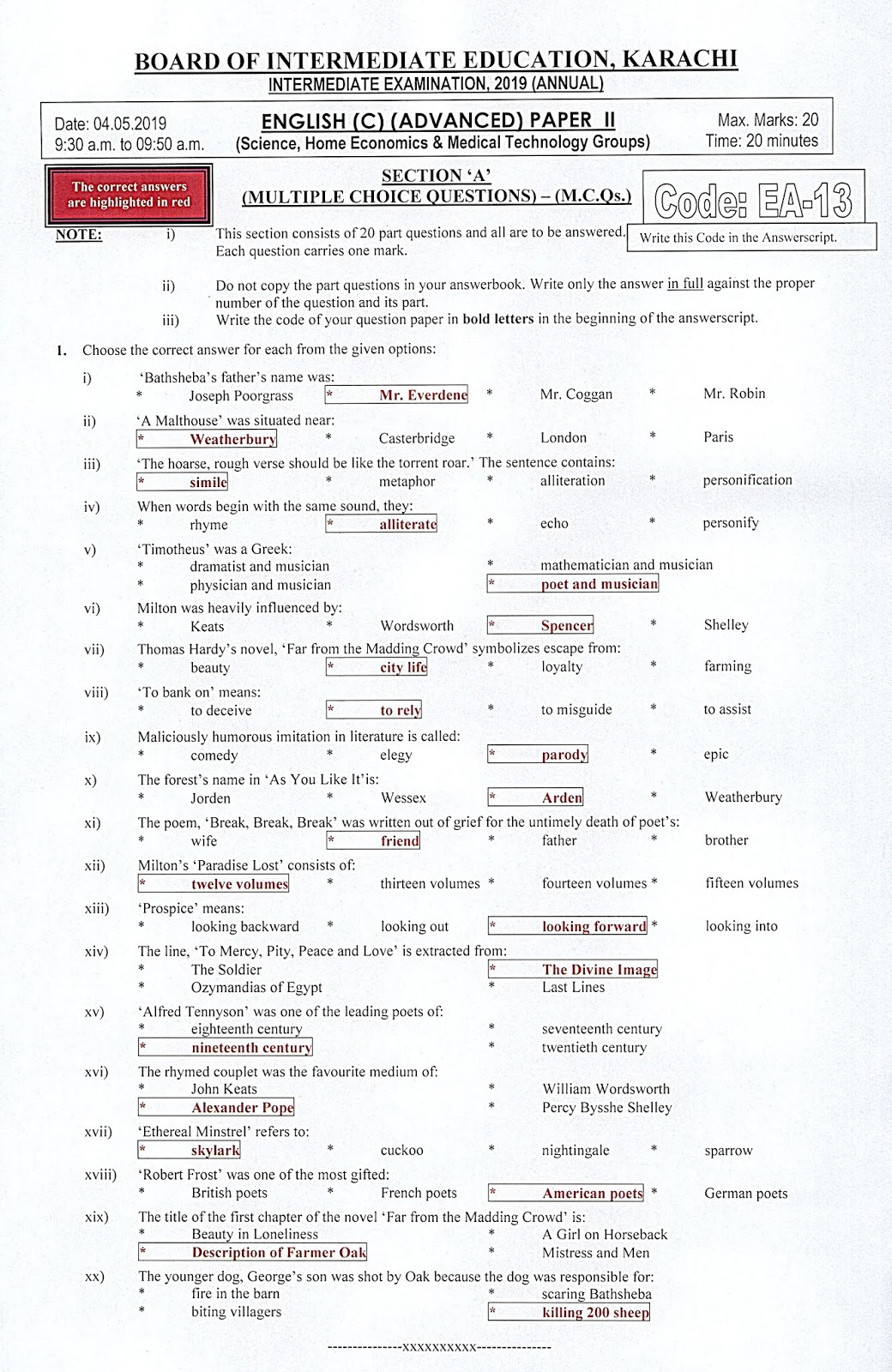 Education Is The Key To Success: English (C) Advance Paper II - Solved ...