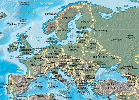 google maps europe: Map of Europe Geography