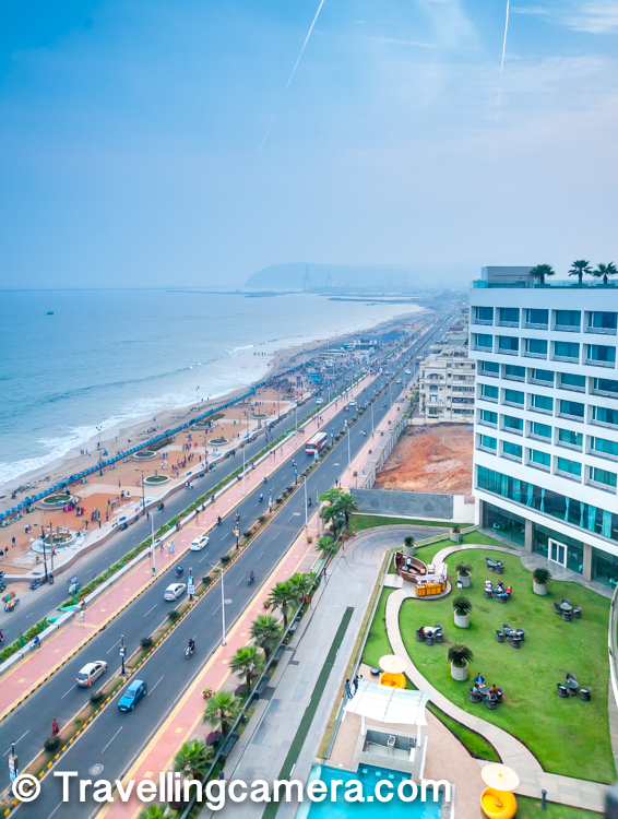 Aerial Views of Vishakhapatnam city & the Ocean from Novotel Hotel in Vizag