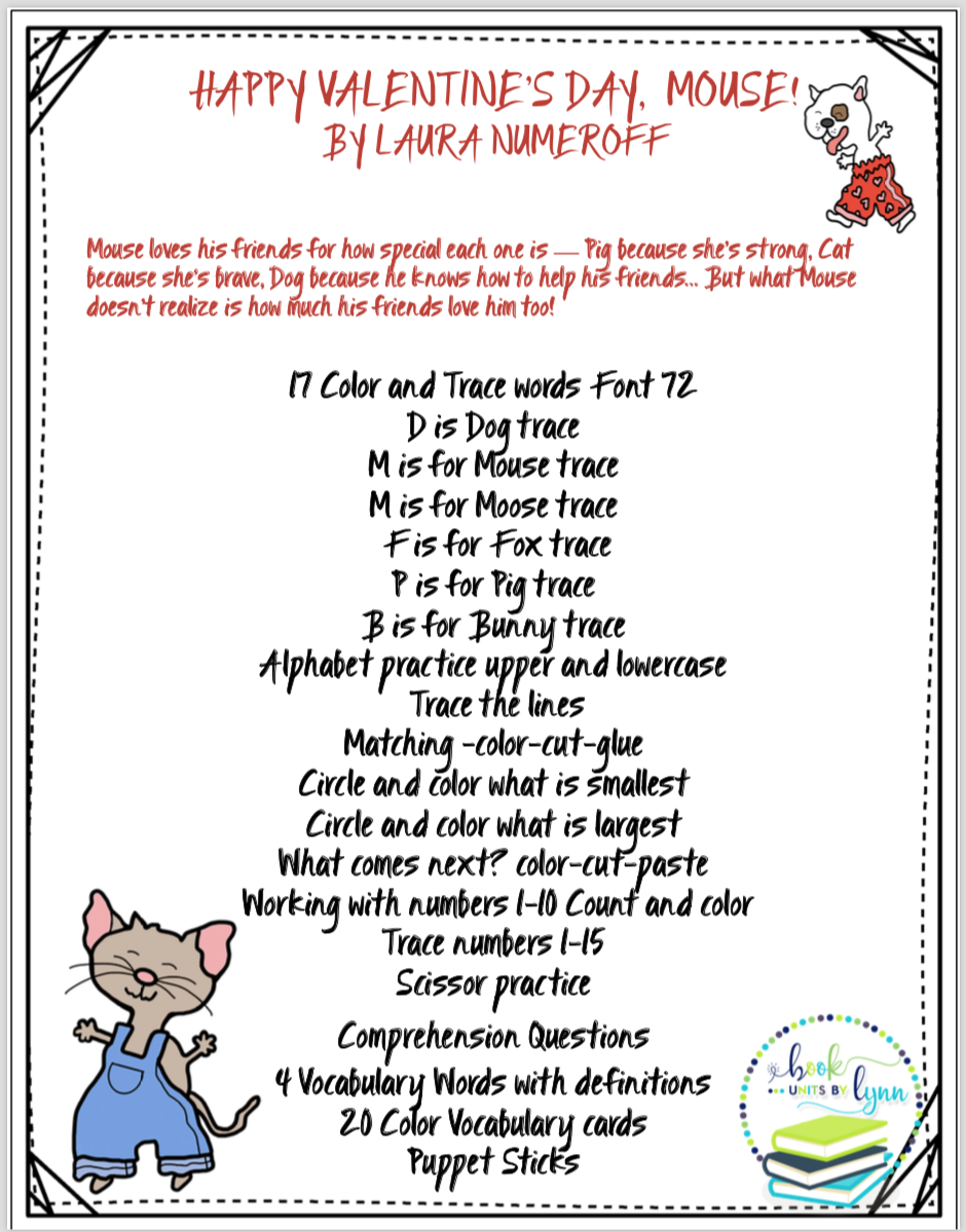HAPPY VALENTINE’S DAY, MOUSE! BOOK UNIT ~ Book Units by Lynn