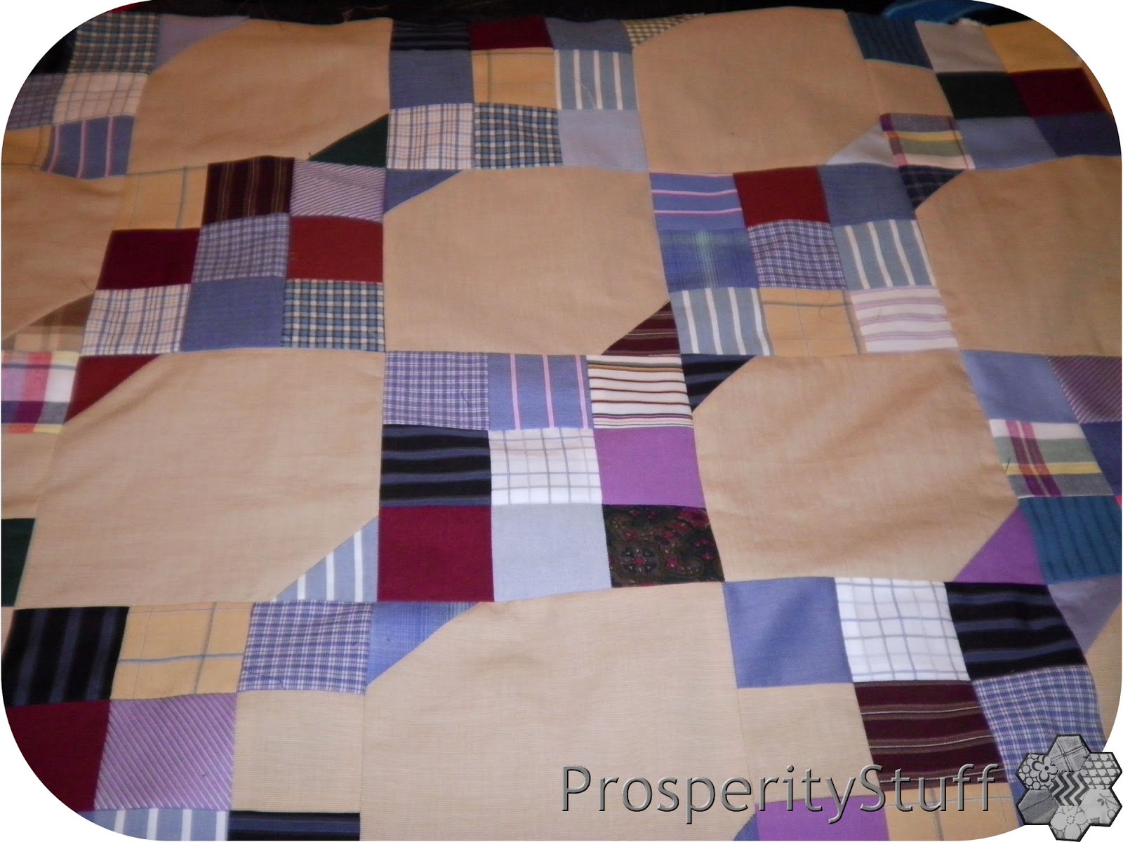 ProsperityStuff Quilts: More Dress-shirt Patchwork In Progress