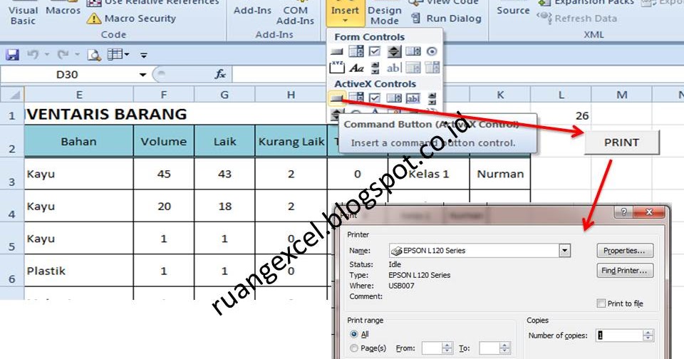 Cara Membuat Tombol Print Di Excel - Ruang Excel