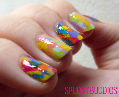 Spud Nails: Abstract brush stroke nail art - pastel and bright
