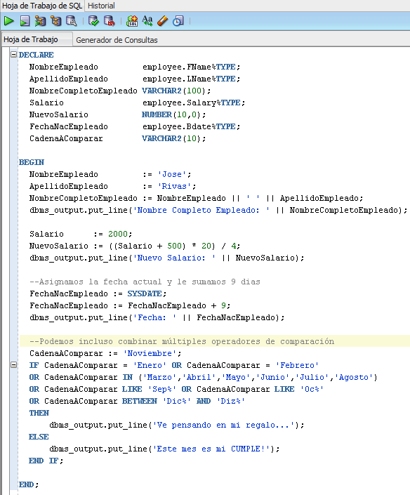 Un Ingeniero Informático apasionado por los Datos: Cláusula BEGIN en PL/SQL