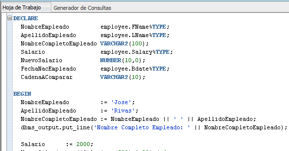 Un Ingeniero Informático apasionado por los Datos: Cláusula BEGIN en PL/SQL