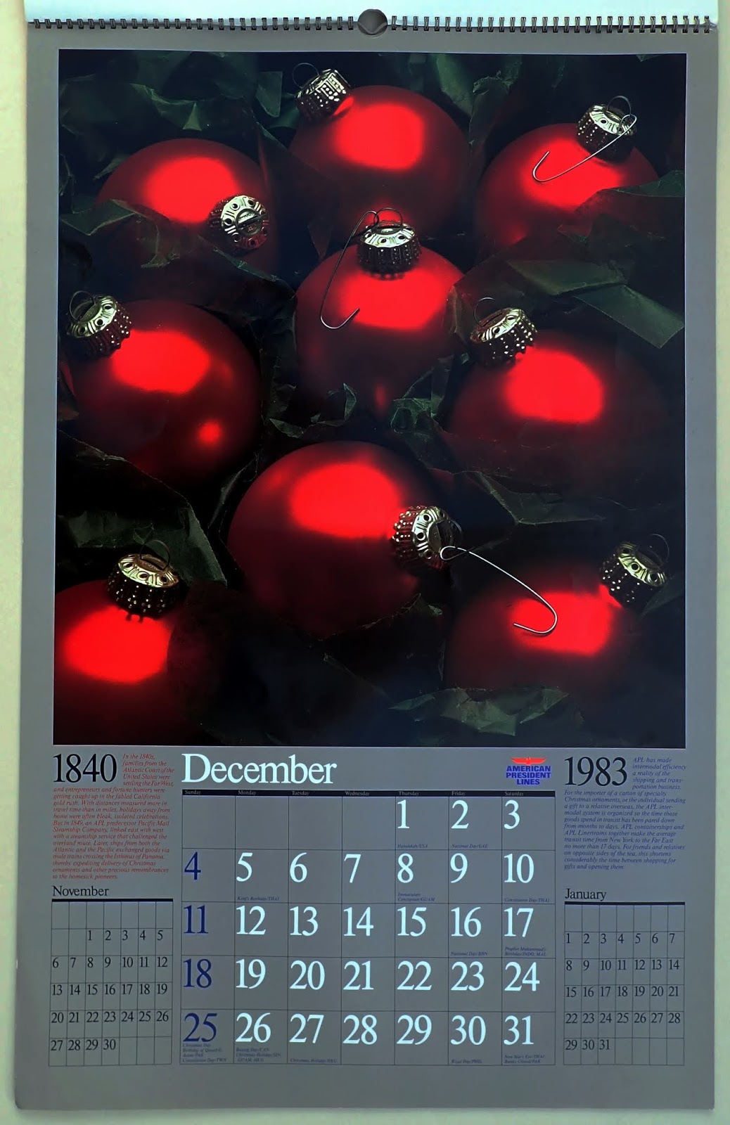 Past Print: American President Lines 1983 calendar