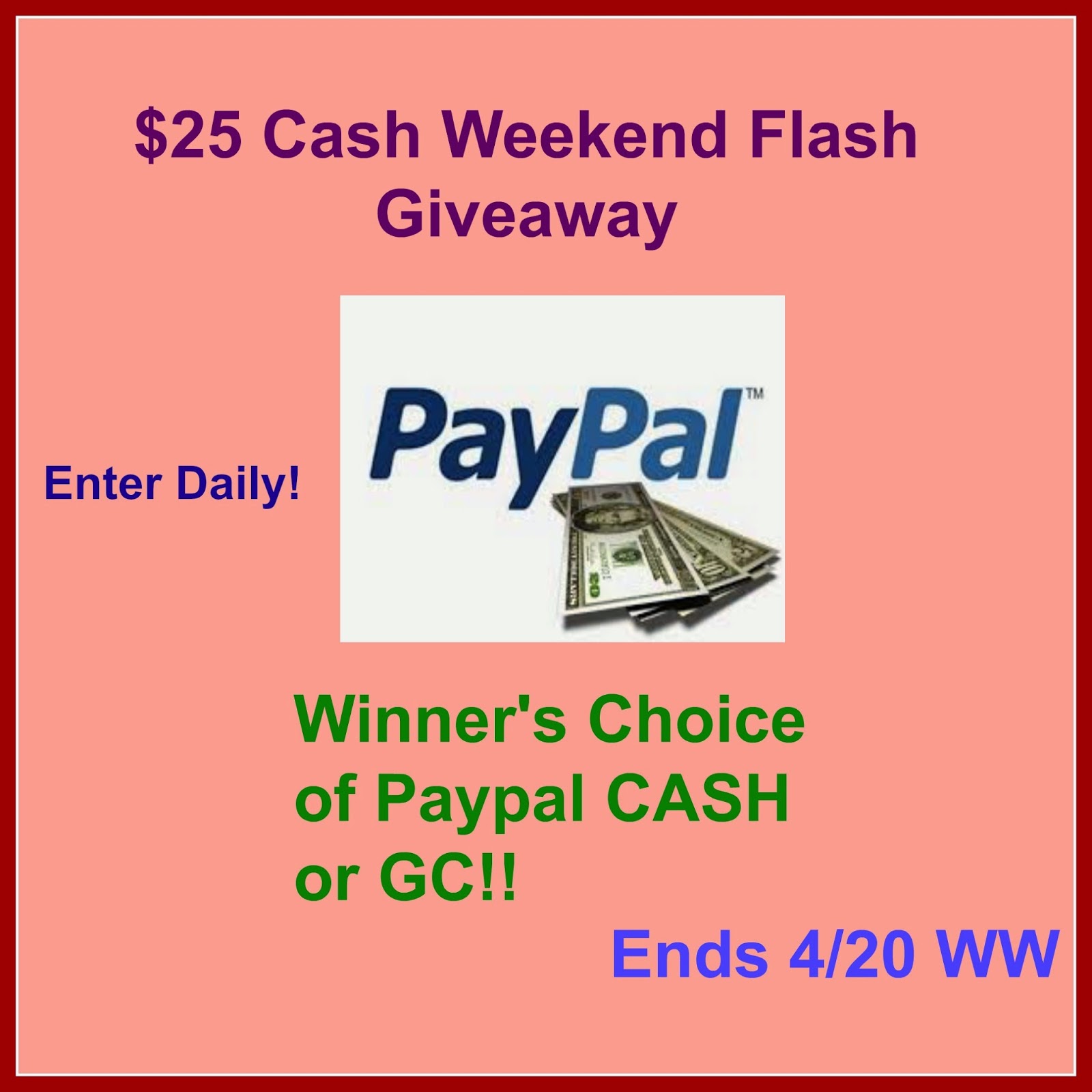 Top Notch Material: $25 cash weekend flash giveaway