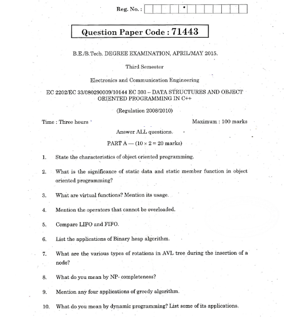 EC2202 Data Structures and Object Oriented Programming in C++ April May 2015 Question Paper ...