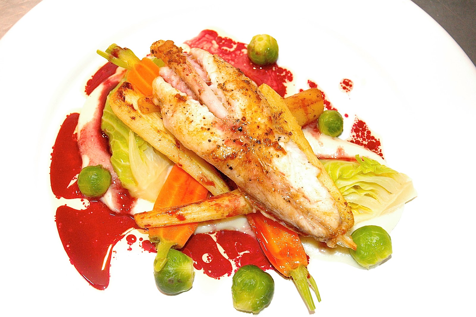 nueva cocina: Monkfish 'Roast Dinner', Red Wine & Brown Butter Sauce