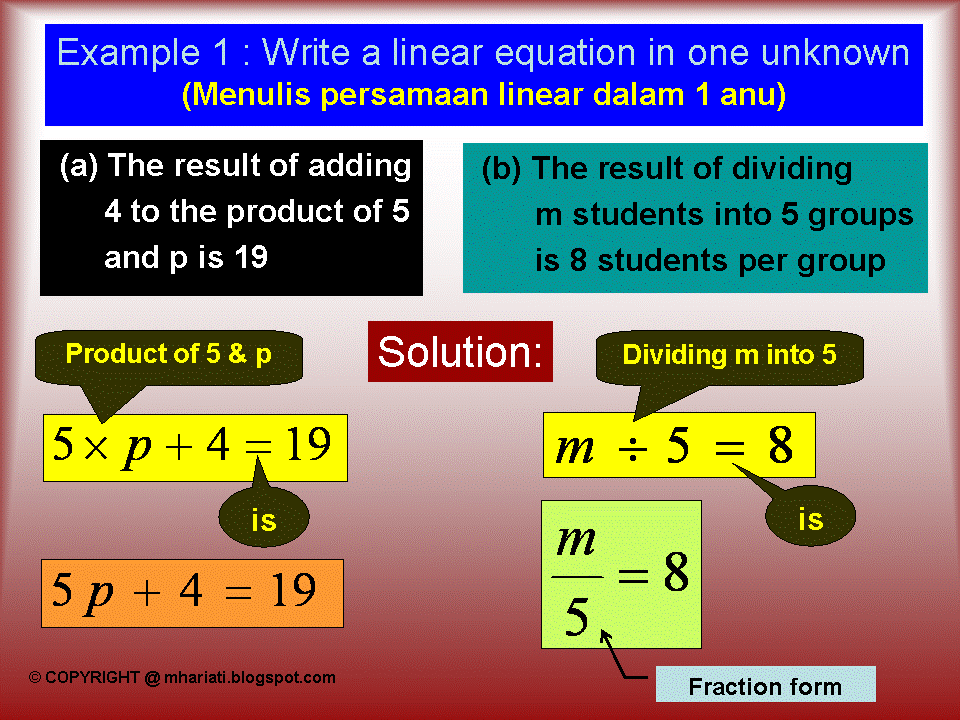 TIP BELAJAR MATEMATIK (TIPS FOR LEARNING MATHEMATICS): WRITE LINEAR ...